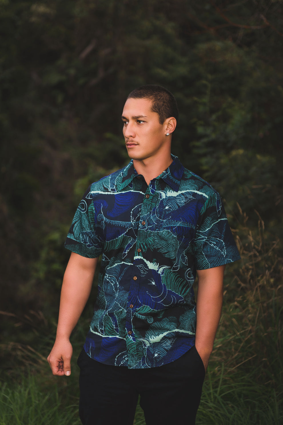 Kamapua'a Blue Aloha Shirt – David Shepard Hawaiʻi
