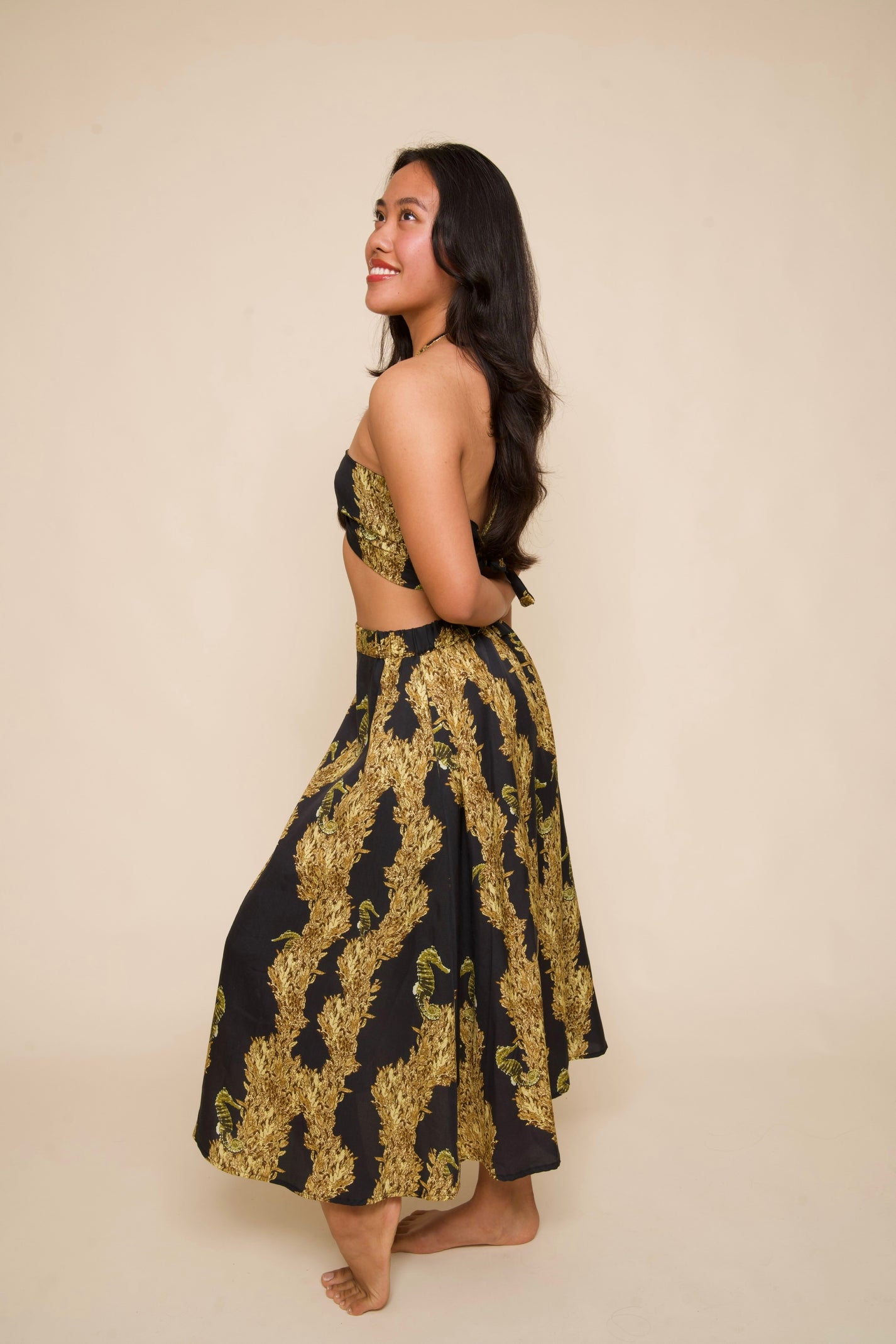 Limu Kala Gold Elastic Skirt – David Shepard Hawaii Designs – David ...